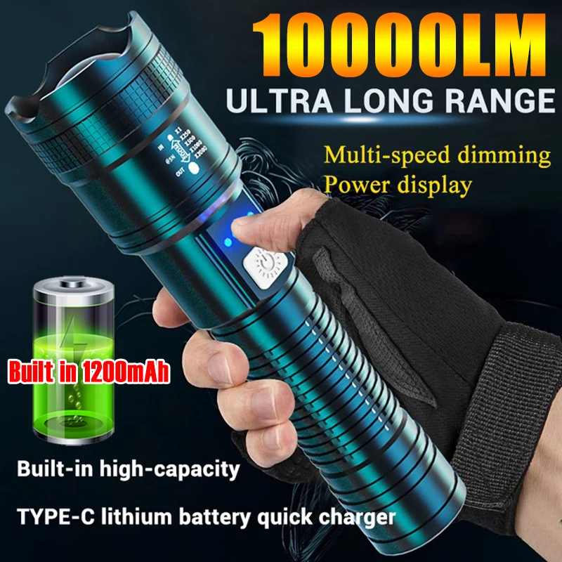 Portable LED Flashlight P120 USB Rechargeable Zoom Flashlight ...