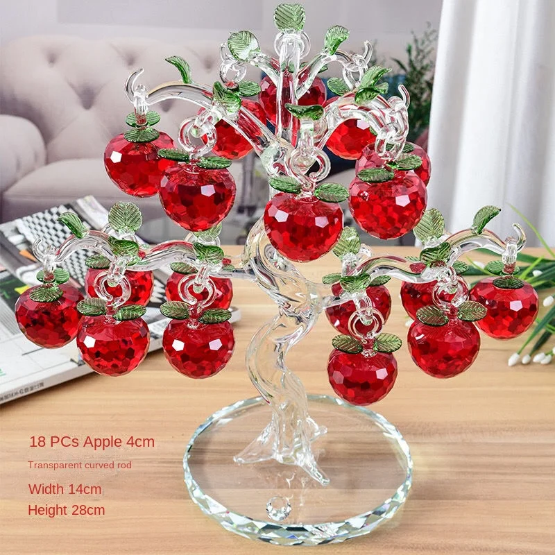 Home Decoration Crystal Apple Tree Ornament Money Tree Living Room ...