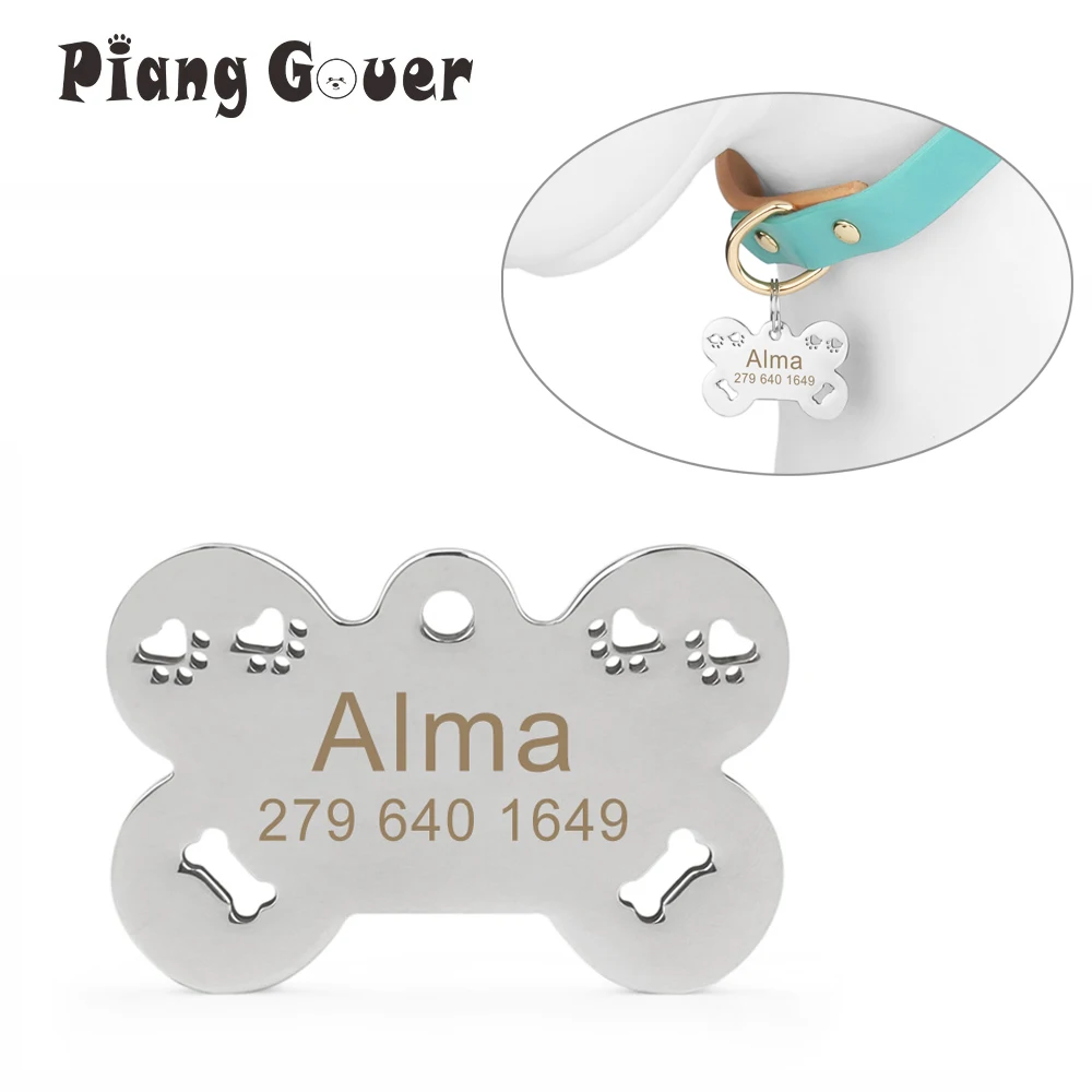 Laser Engraved Dog Nameplate Pendant Collar Accessories Hollowed out ...