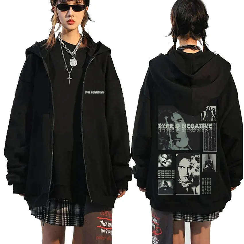 Rock Band Type O Negative Print Zipper Hoodie Men Women Fleece Cotton ...