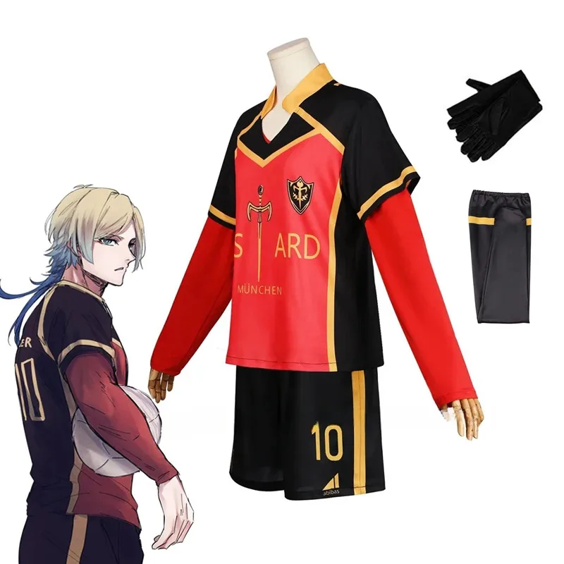 25COSAnime Blue Lock Michael Kaiser Cosplay Costume Red Uniform Team ...