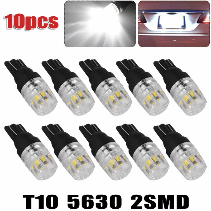 10x-White-T10-Base-Led-12V-Car-Led-Light-Bulbs-2SMD-LED-High-Power-Dome ...