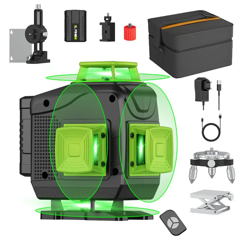LFINE-Professional-4D-16-Lines-Laser-Level-Kit-360-Cross-Green-Laser ...