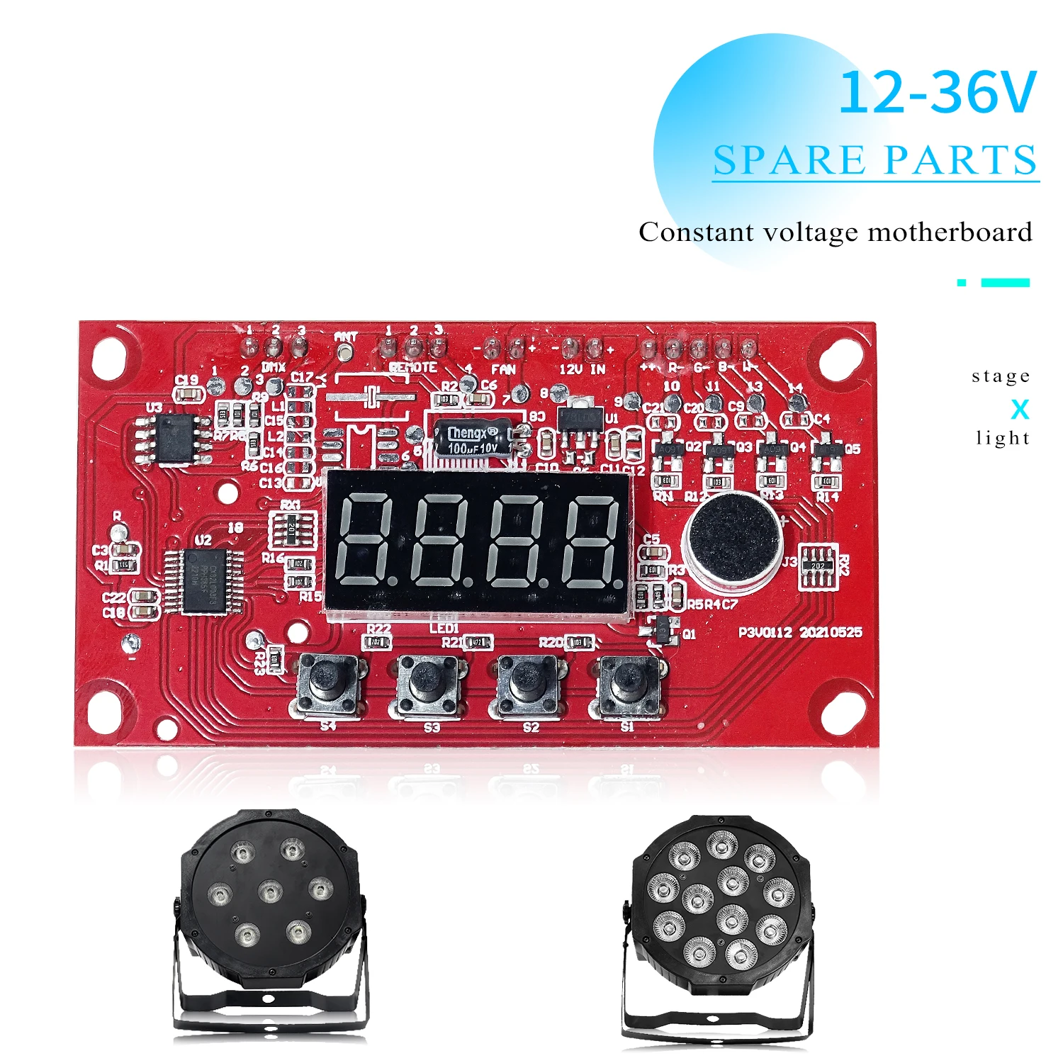 Placa mãe led rgbw 4 em 1 7*12w, placa mãe led de 4/8 canais com 7x12w ...