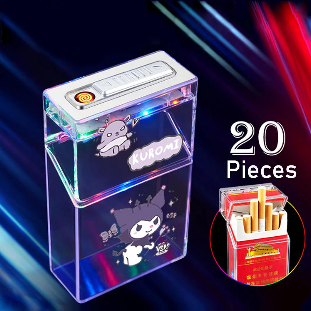 Estuche-de-cigarrillos-transparente-mechero-recargable-tipo-C-de-doble ...