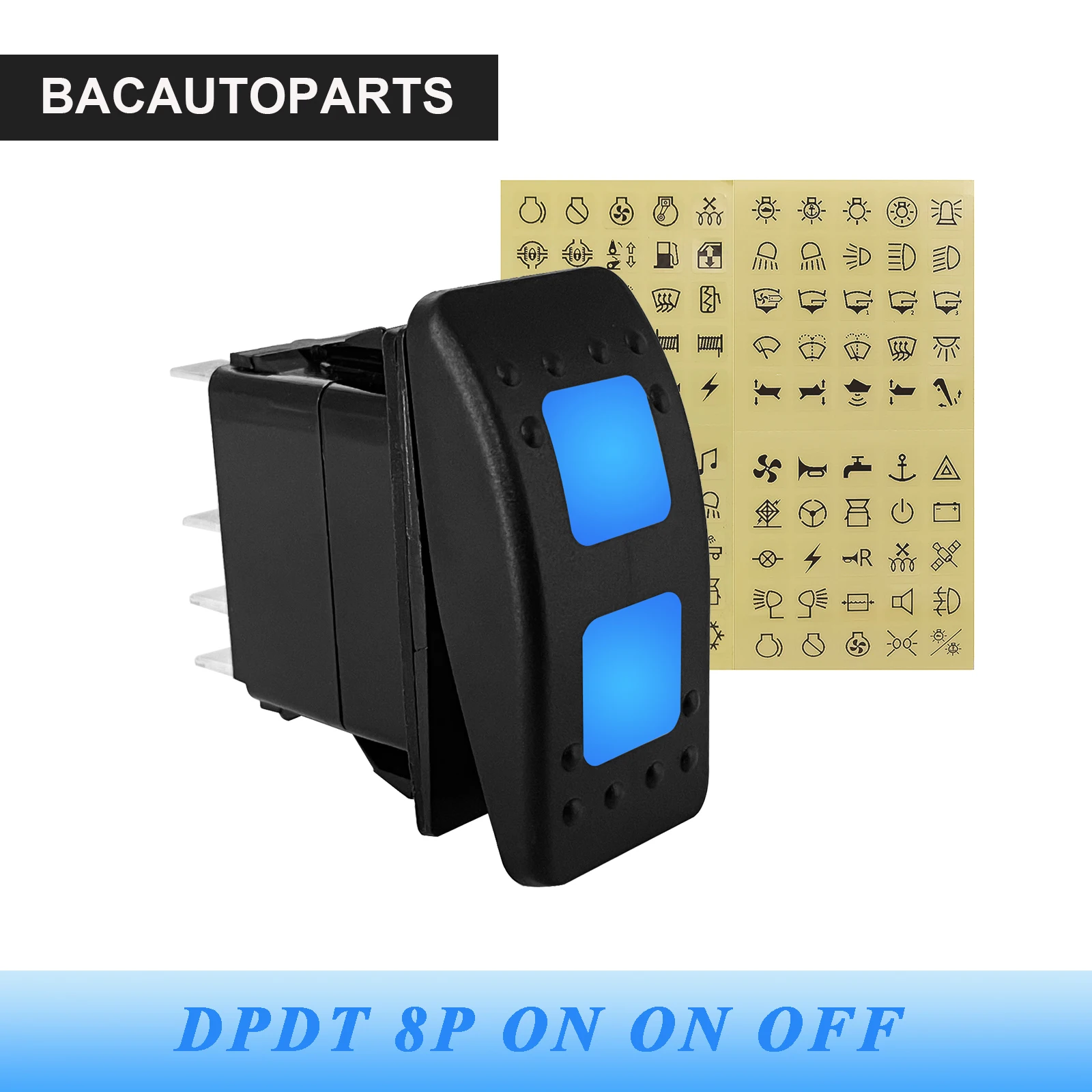 Dual-Blue-Led-8P-ON-ON-OFF-Rocker-Toggle-Switch-with-Stickers-For-Car ...