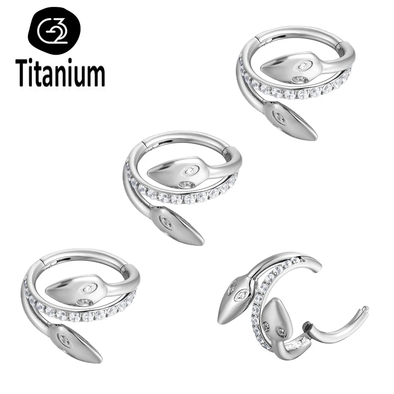 G23-Titanium-Piercings-Jewelry-In-the-Shape-Of-Snakes-Zircon-Earrings ...