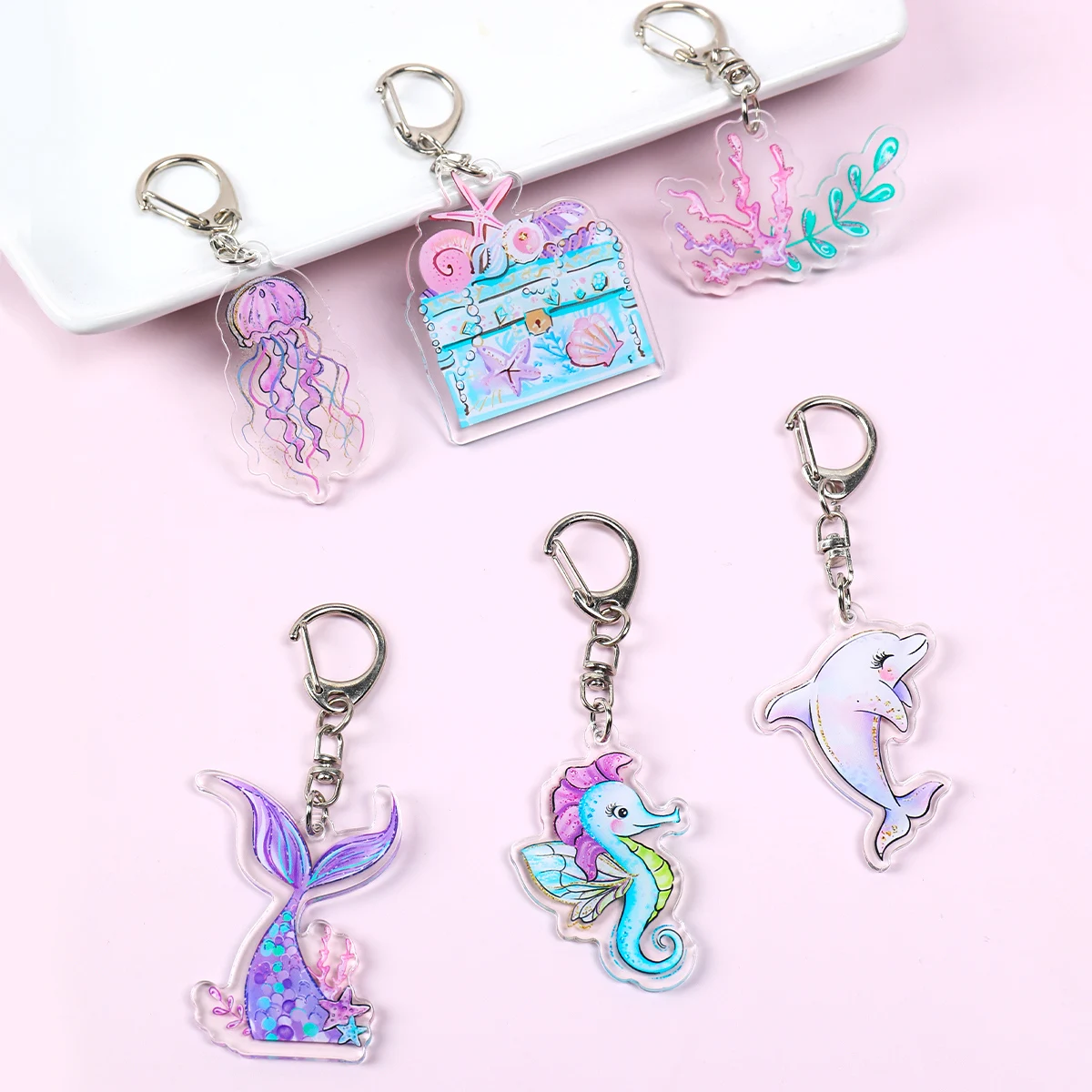 6pcs-Little-Mermaid-Keychains-Mermaid-Keychains-Happy-Birthday-Party ...