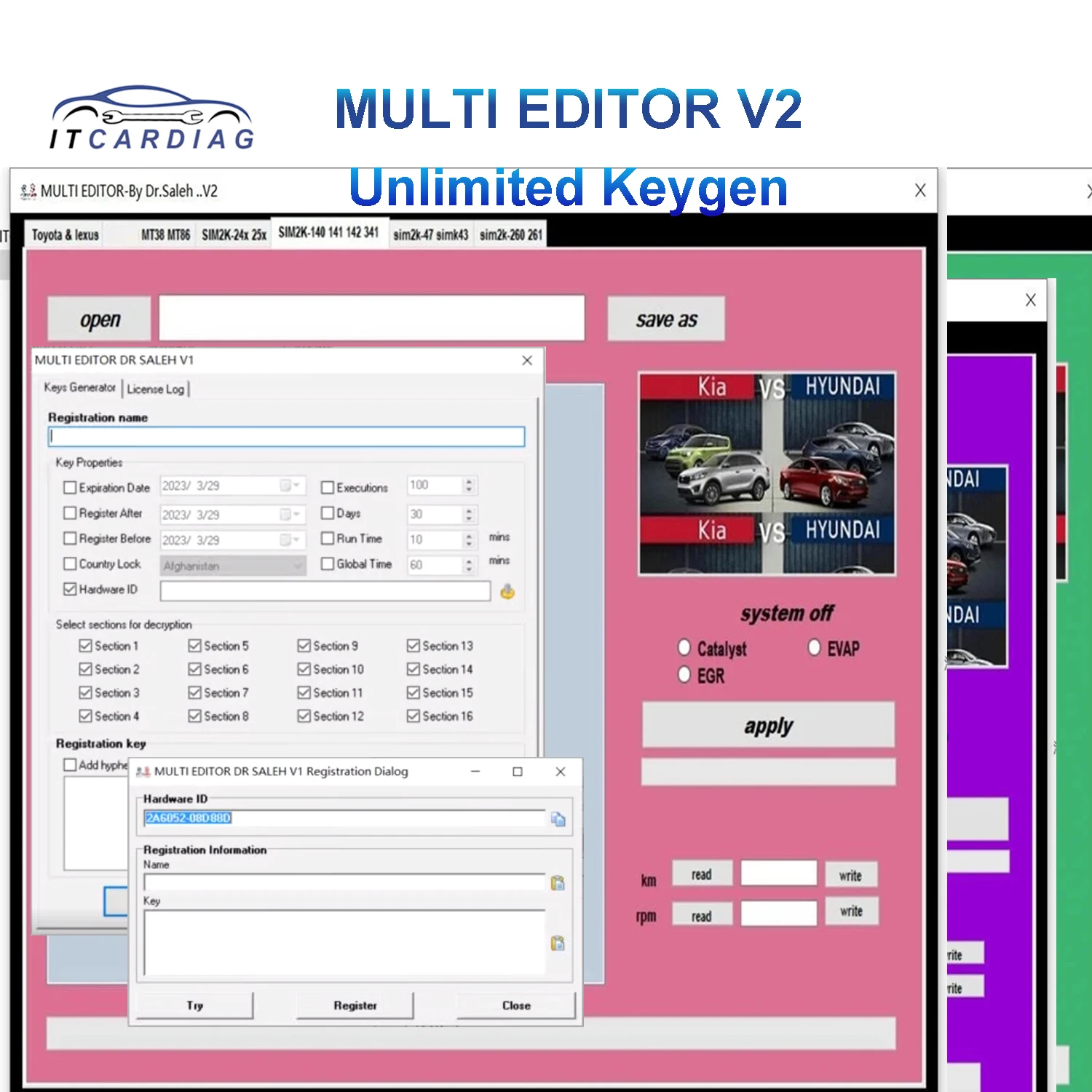 2023 MULTI EDITOR V2 With Free Keygen DPF EGR DTC REMOVER For KIA 2023 MULTI EDITOR V2 With Free Keygen DPF EGR DTC REMOVER For KIA