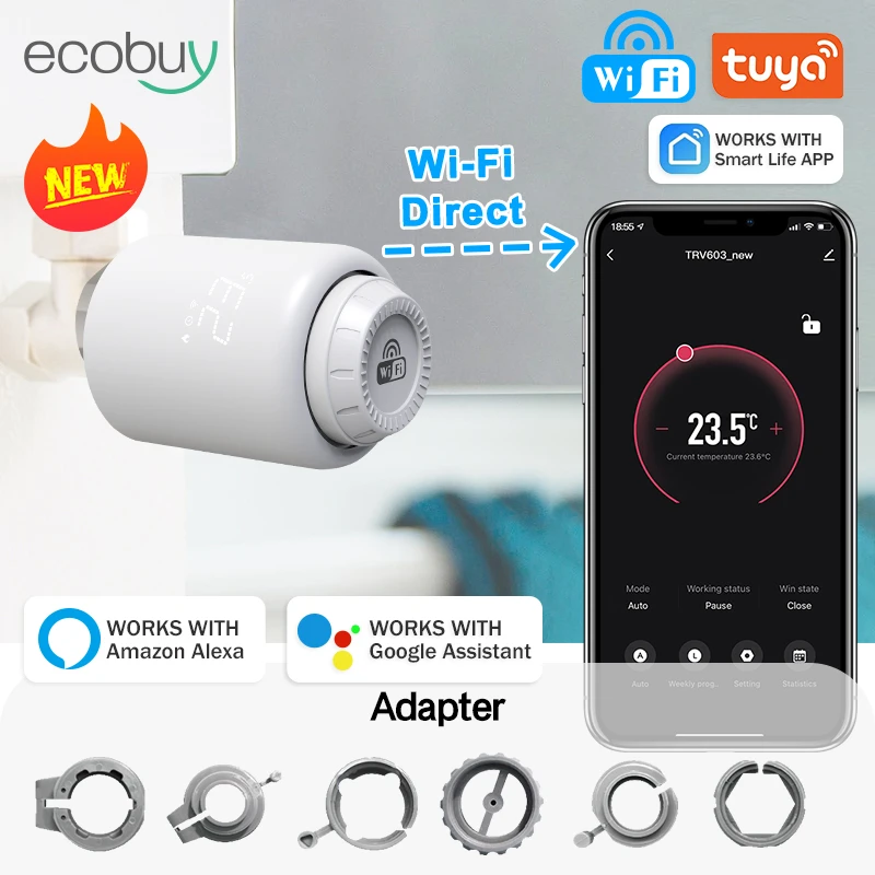 Tuya Smart Home WiFi Thermostatic Radiator Valve Head TRV ...