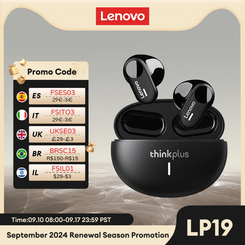 Lenovo-auriculares-inal-mbricos-LP19-aud-fonos-originales-con-Bluetooth ...