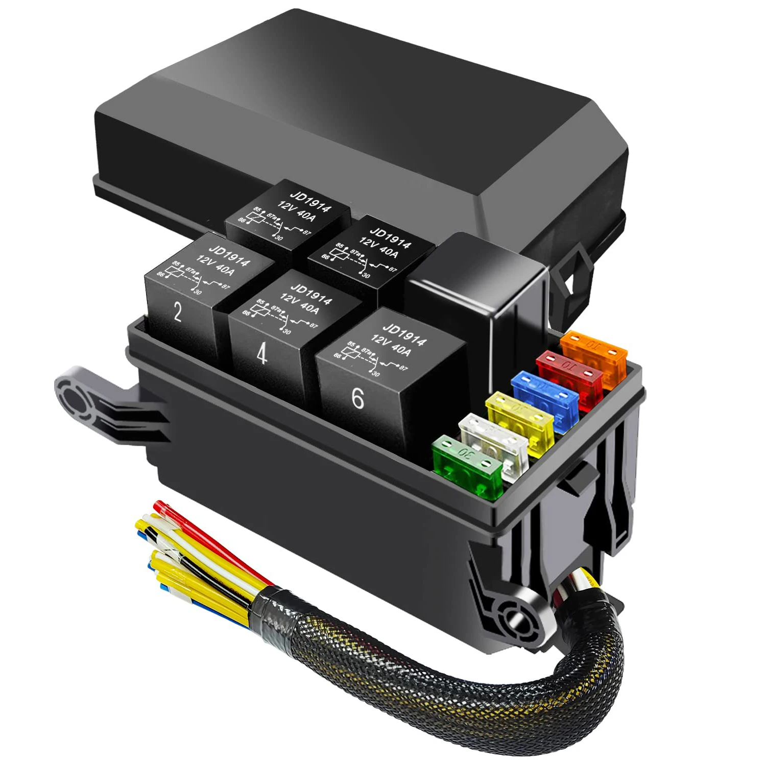 12V-Relay-Box-6-Slots-Relay-Block-6-Way-ATC-ATO-Fuse-Relay-Box-Fuse ...