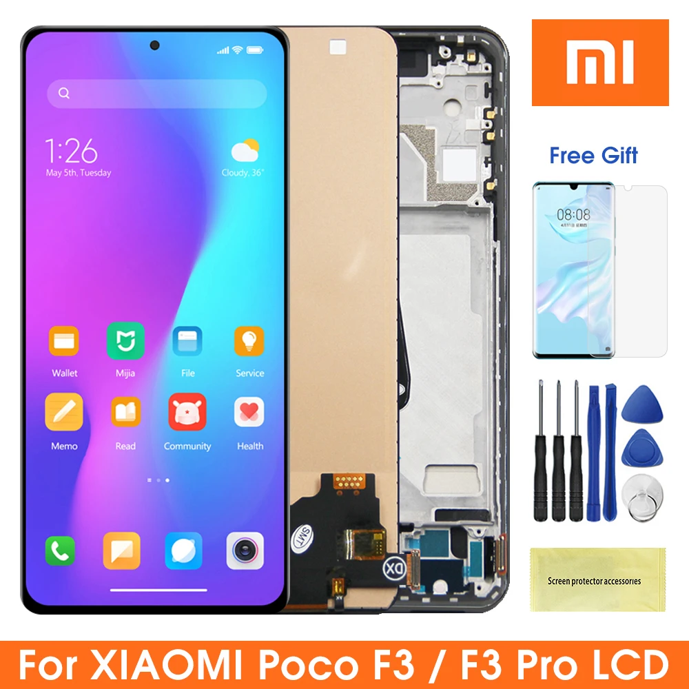 Poco F3 디스플레이 화면 교체, 샤오미 Poco F3 M2012K11AG 용 Lcd 디스플레이 디지털 터치 스크린 ...