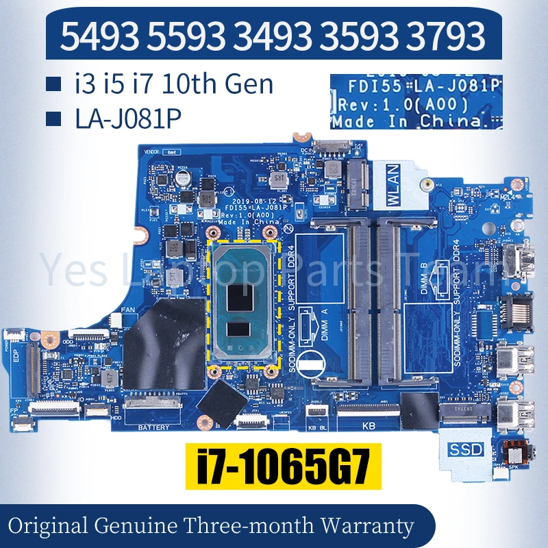 LA-J081P-For-Dell-5493-5593-3493-3593-3793-Laptop-Mainboard-0PTGYC ...
