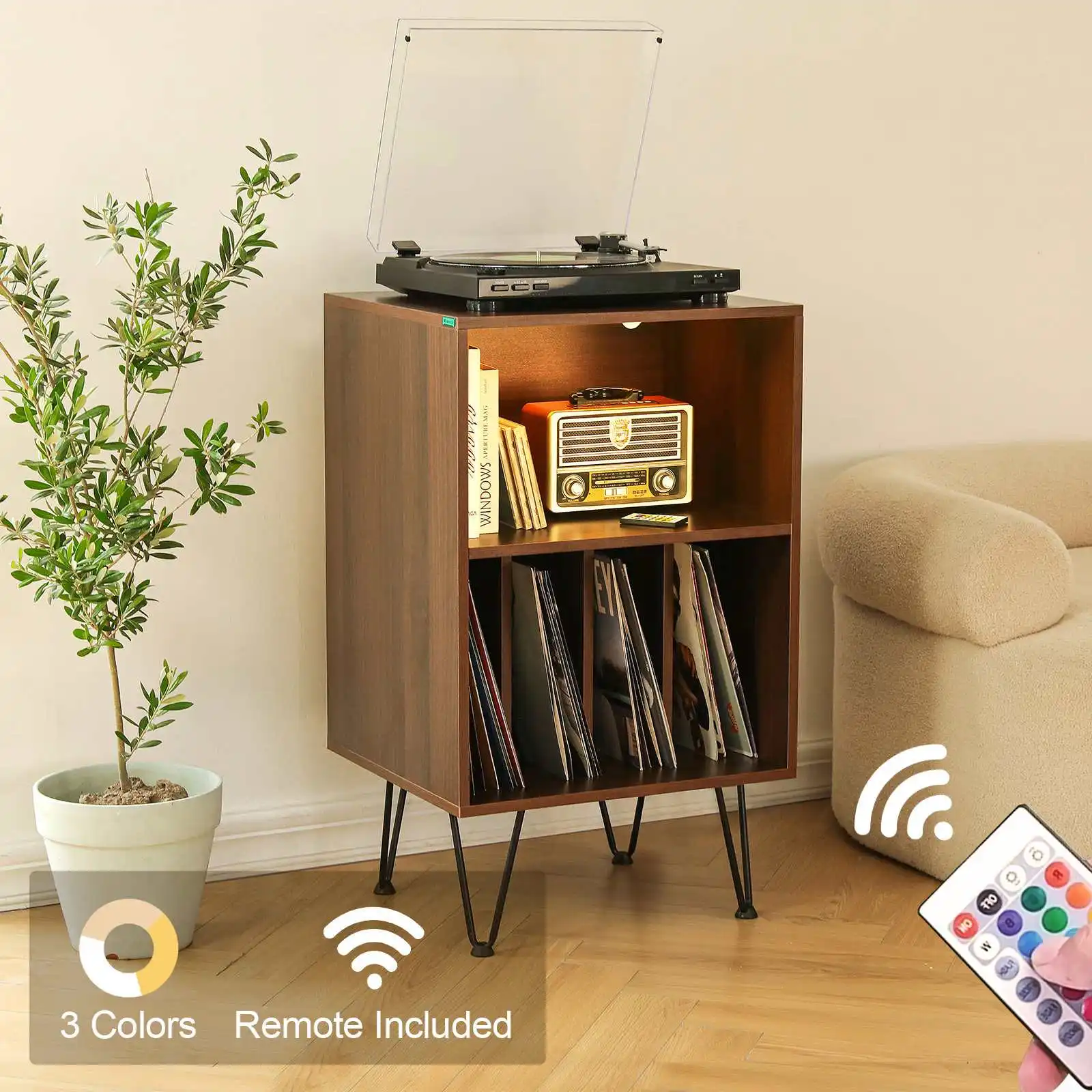 CD-Rack-Record-Player-Stand-with-LED-Lights-Record-Storage-Stand-LED ...