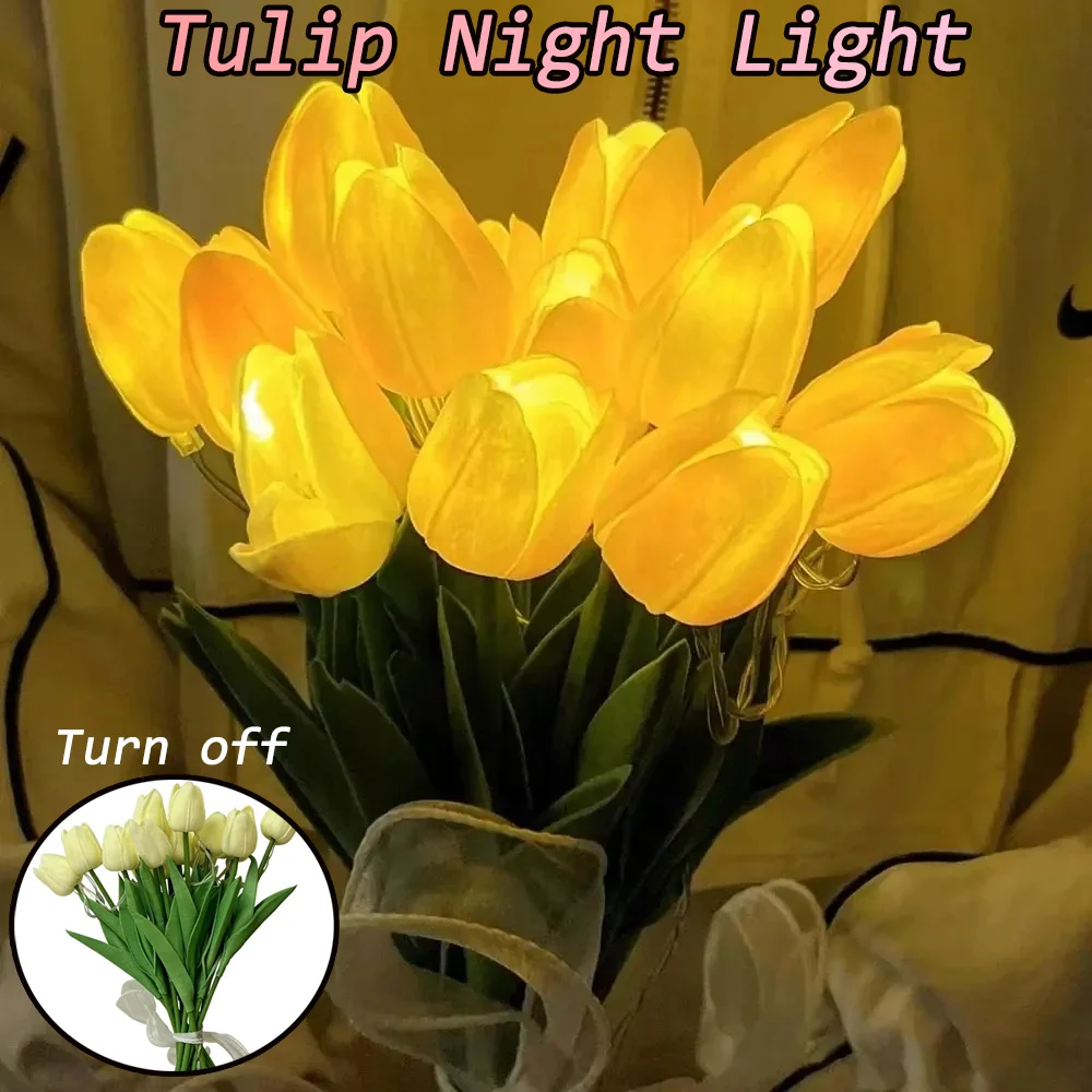 5-10-15PCS-Tulip-Simulation-Flower-Luminous-LED-Tulip-Bouquet-Tulip-Night-Lamp-Christmas-Gift ...