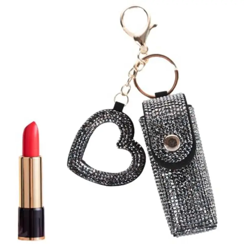 Lipstick-Organizer-Keychain-Rhinestone-Lipstick-Case-with-Mirror-for ...