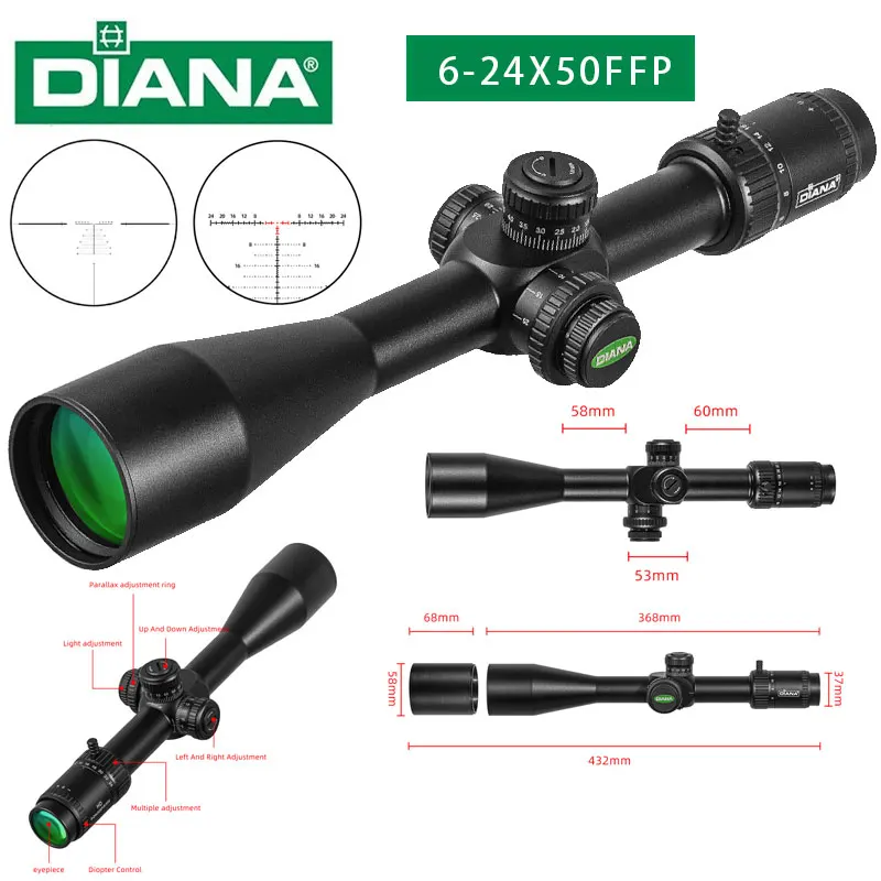 DIANA-6-24X50-SFIR-FFP-Scope-First-Focal-Plane-Hunting-Riflescopes-Red ...