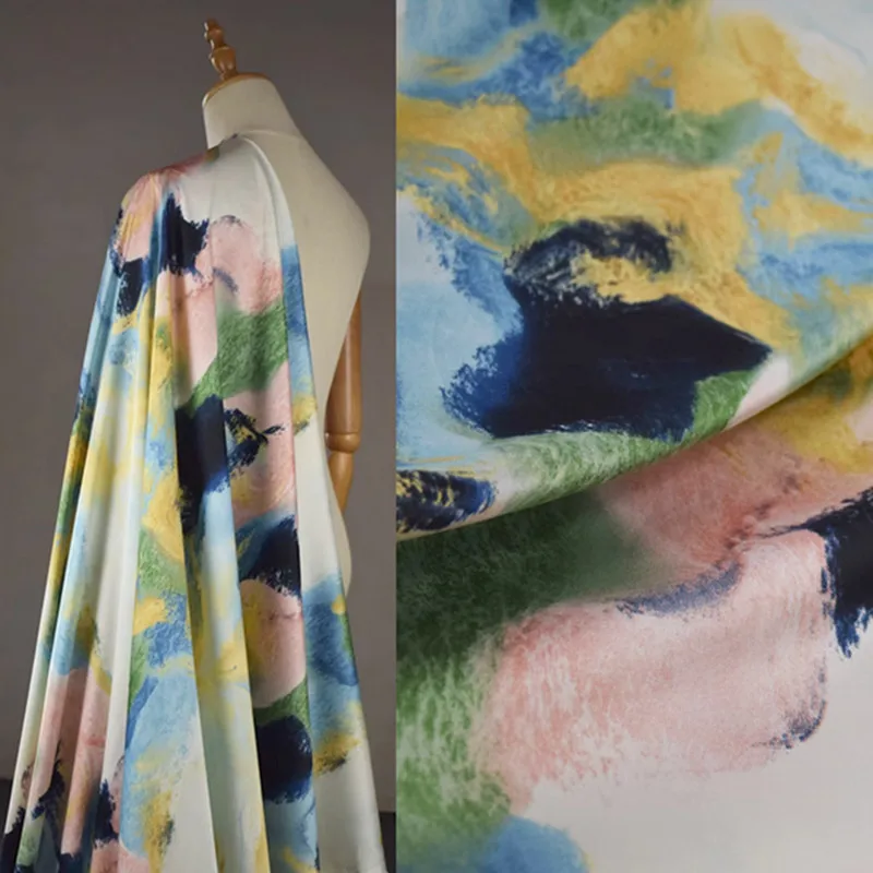 Elegant Chiffon Fabric with Abstract Smudge Print, High Grade Dress ...