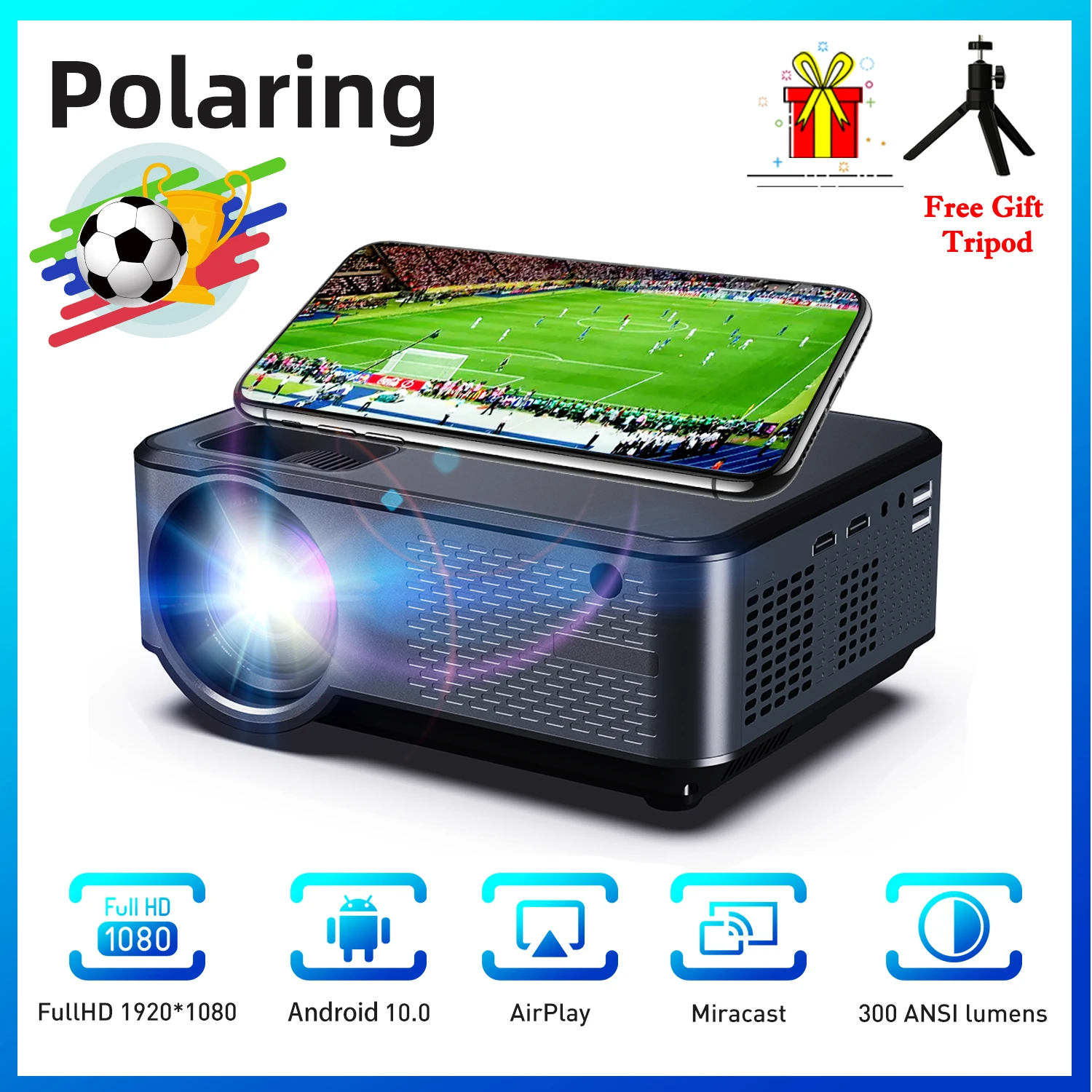 Polaring A9 1080p 4k 7000 Lumens Hd Digital Projector Video Projetor ...