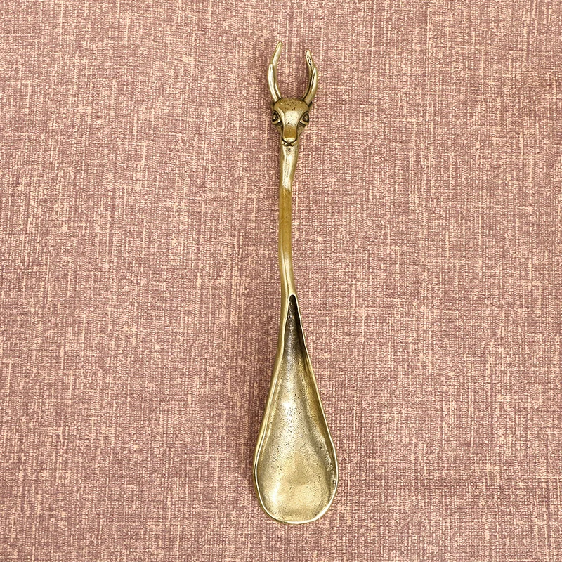 Ancient-method-brass-hand-carved-elk-teaspoon-Guochao-tea-ceremony ...
