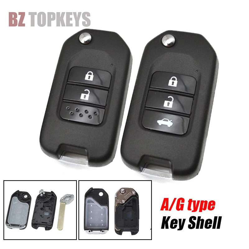 BZTOPKEYS-Folding-remote-key-shell-case-3button-for-Honda-Civic-Accord ...
