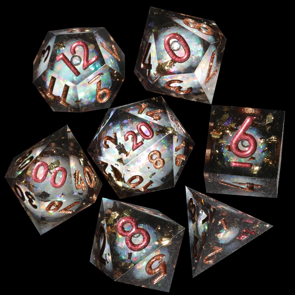MINI-PLANET-Liquid-Core-Dice-Set-Polyhedral-Handmade-Resin-Dice-D-D-For ...