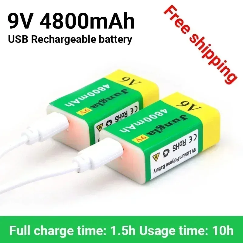 9V 4800mAh li-ion Rechargeable battery Micro USB Batteries 9 v lithium ...