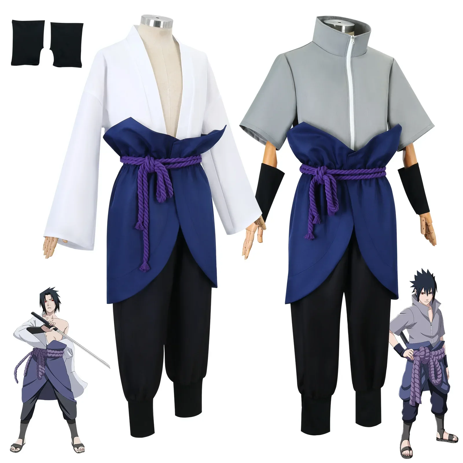 2025 Halloween Uchiha Sasuke Cosplay Costume Wig Anime Suit Halloween ...