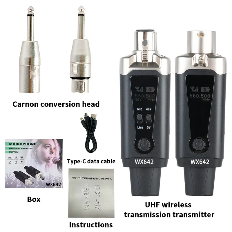 Digital-Microphone-Wireless-System-Transmitter-Receiver-XLR-UHF ...