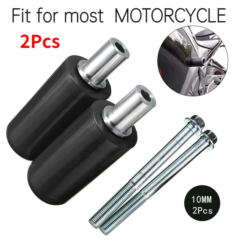 2Pcs-10mm-Black-Bolts-No-Cut-Motorcycle-Frame-Slider-Crash-Protector ...