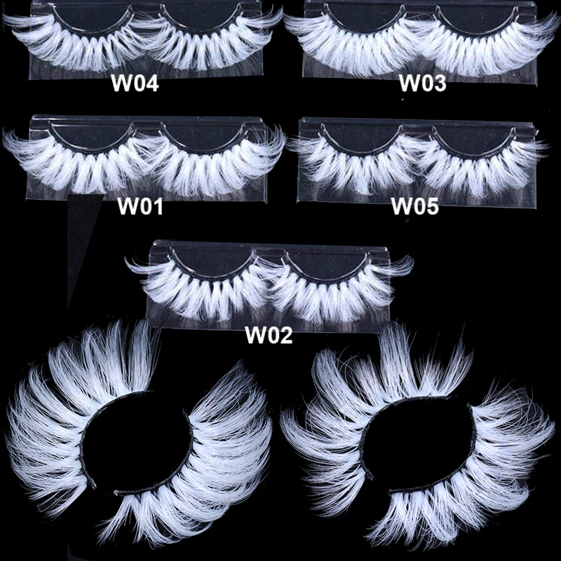 OKAYLASH Super Long 5D White False Eyelashes 25mm High Volume Fluffy ...