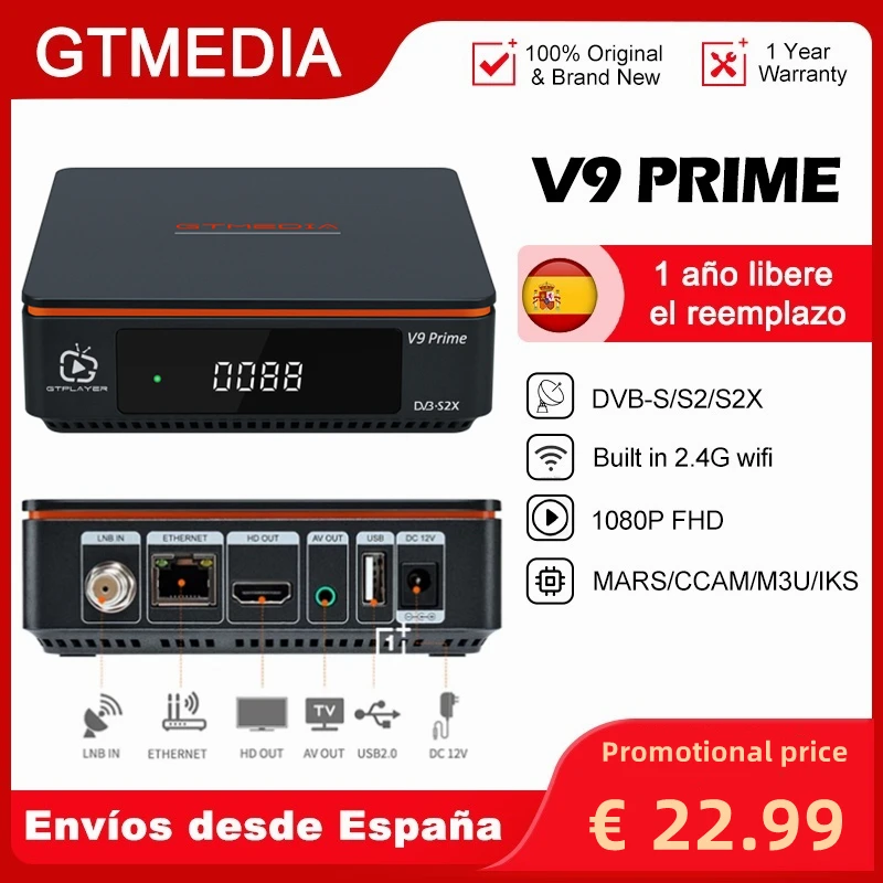 Ricevitore TV satellitare GTMEDIA V9 Prime DVB S/S2/S2X supporto MARS ...