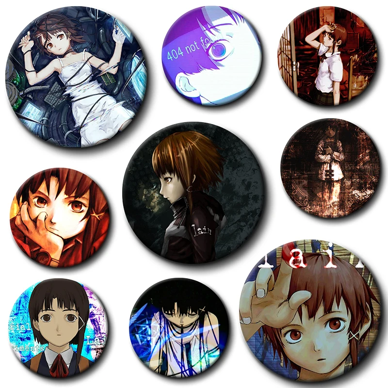 Horror Anime Serial Experiments Lain Soft Button Pins Sci-fi Suspense ...
