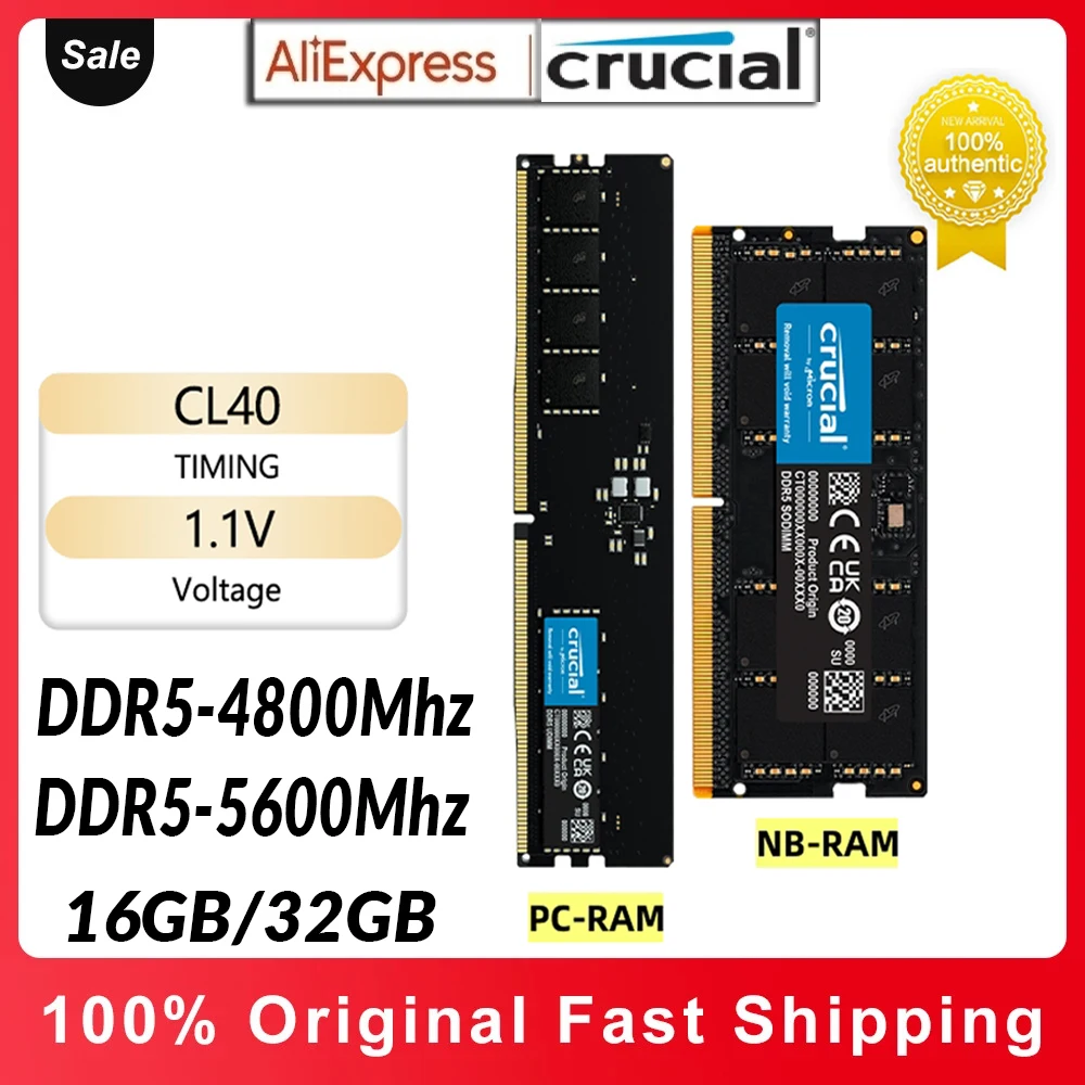 Crucial-Memory-DDR5-4800MHz-5600Mhz-16GB-32GB-Laptop-Desktop-RAM-Memory ...