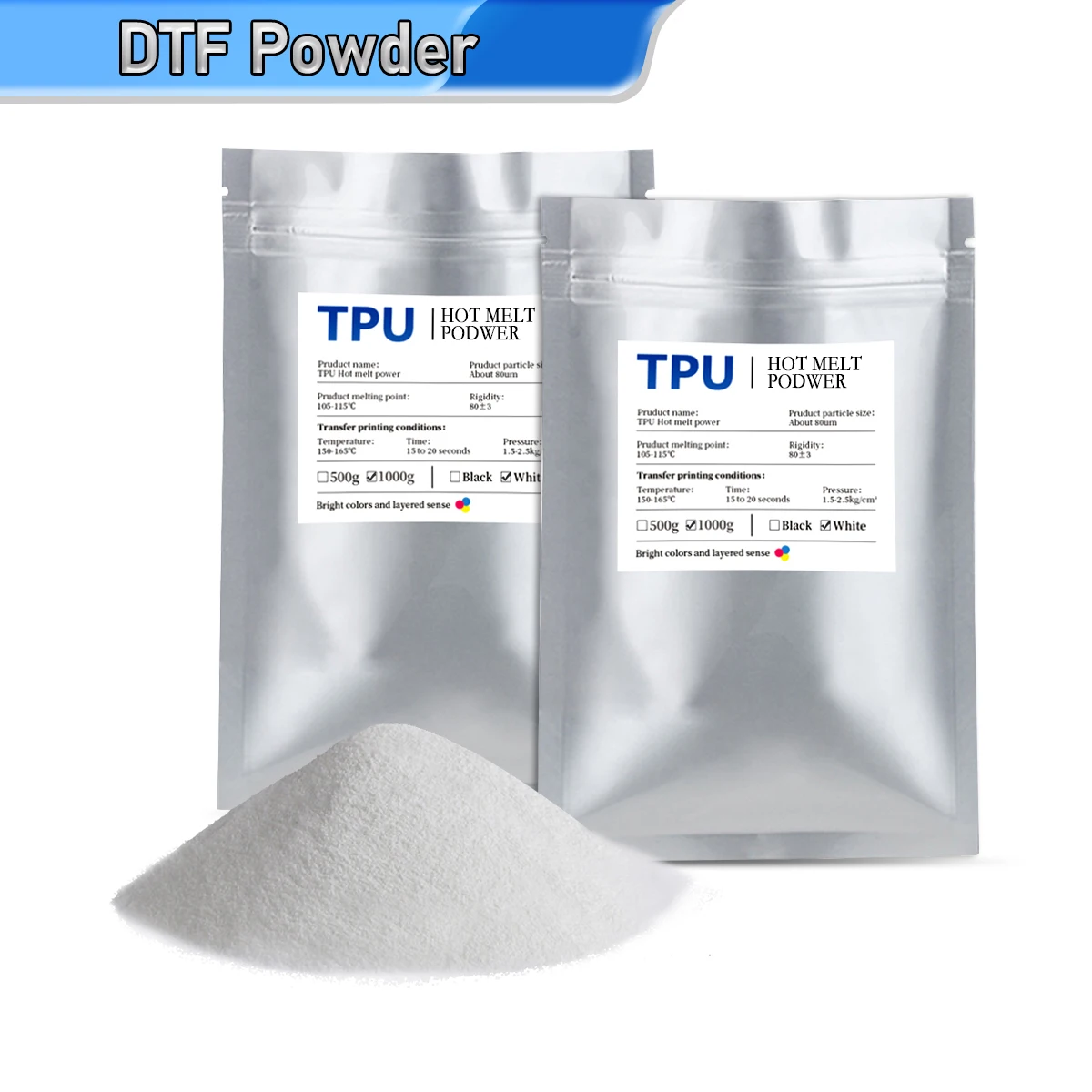 1KG DTF Adhesive Powder For Sublimation DTF Printer Hot Melt Poliamida For DTF Direct To Film ...