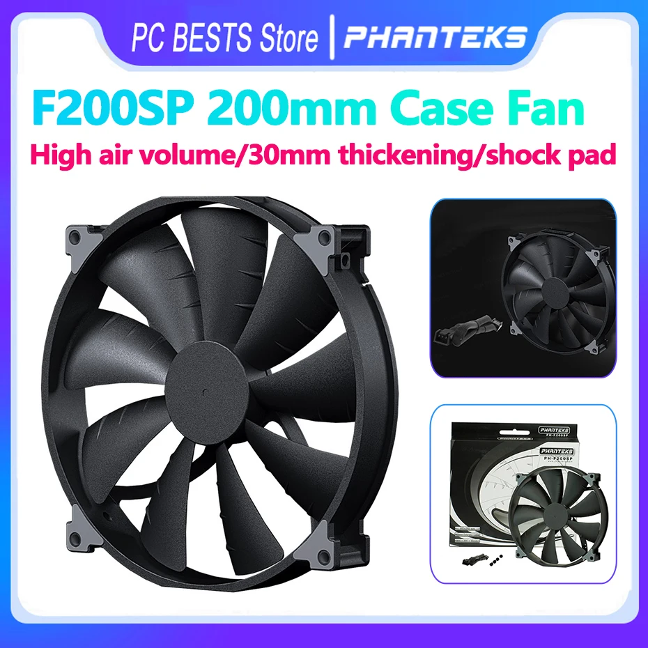 Phanteks-F200SP-Case-Fan-200mm-High-volume-Black-Chassis-Cooling-fan ...