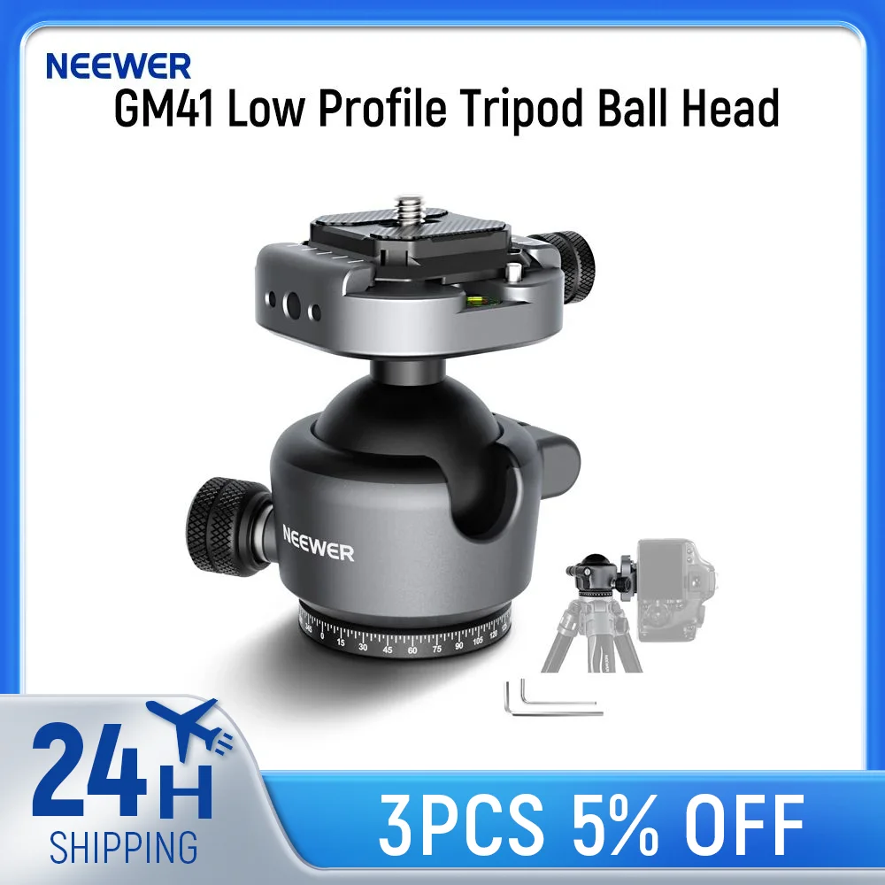 NEEWER GM41 Low Profile Tripod Ball Head 40mm Metal Panoramic Camera ...