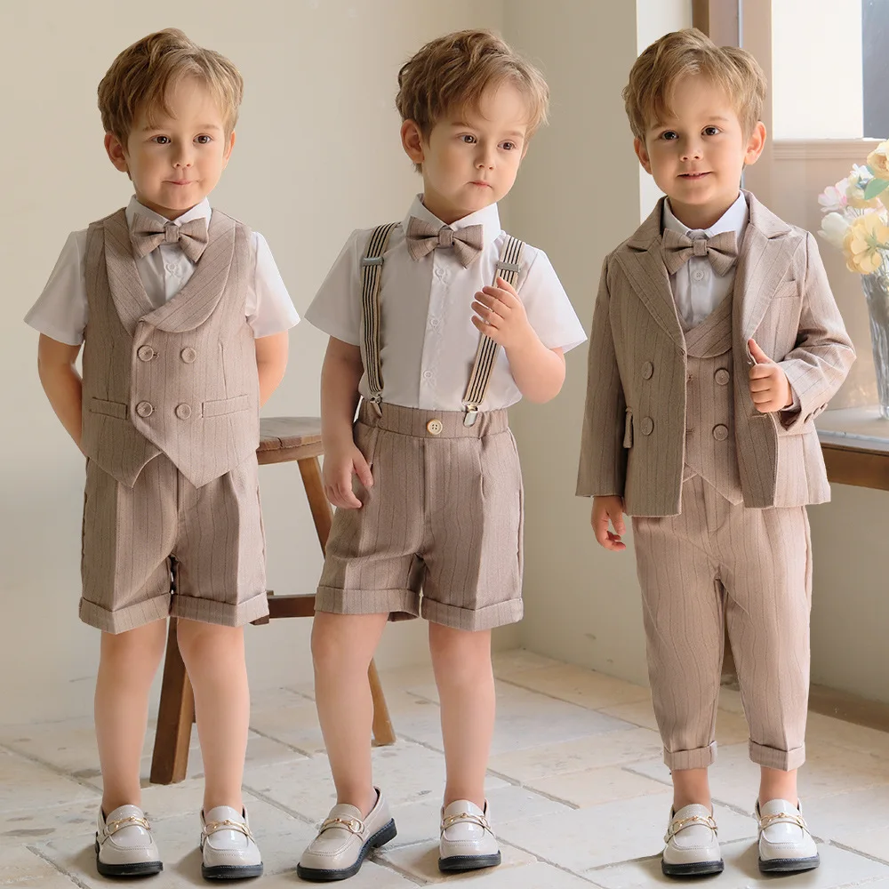 Boys-Formal-Khaki-Tuxedo-Dress-School-Performance-Clothing-Set-Kids ...