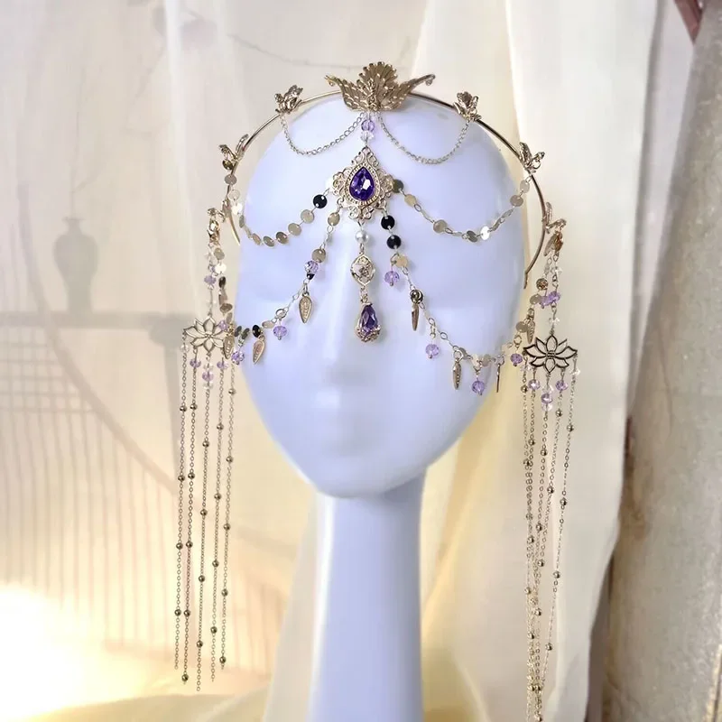 Rhinestone-Forehead-Jewelry-Women-Vintage-Accessories-Alloy-Tassel ...