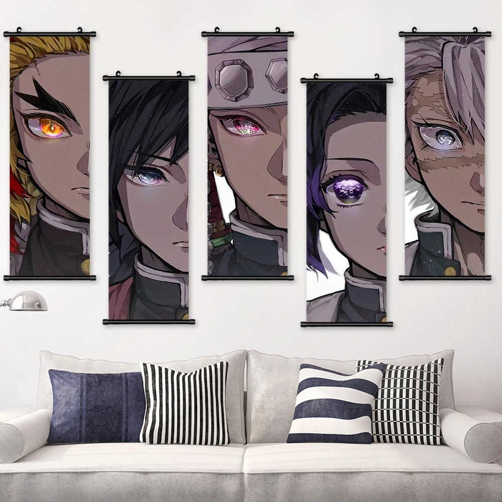 1pc-Japanese-Anime-Style-Plastic-Hanging-Painting-Demon-Slayer-Canvas ...
