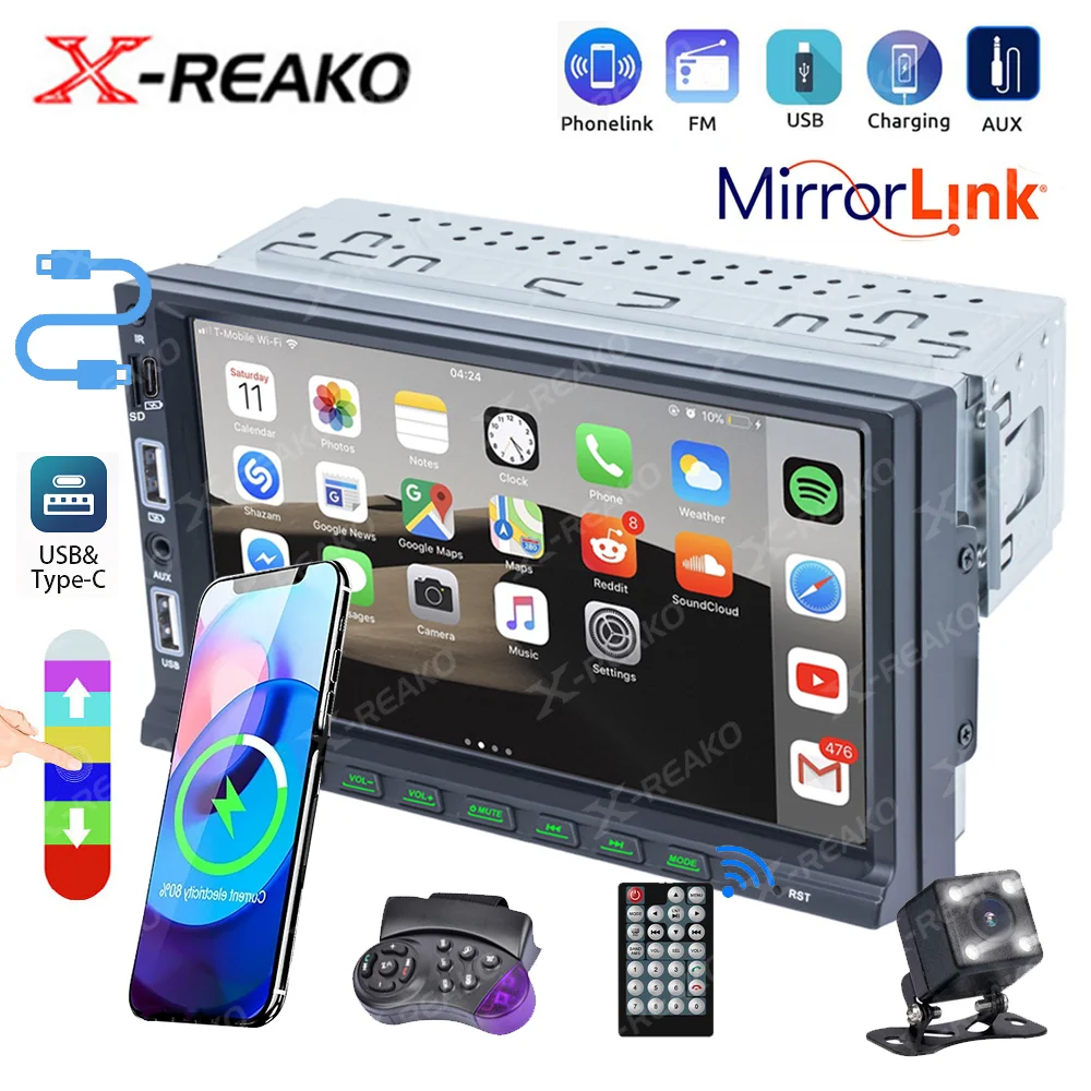 X-REAKO 1 Din Car Radio 7 Inch MP5 Player Bluetooth USB FM Receiver ...