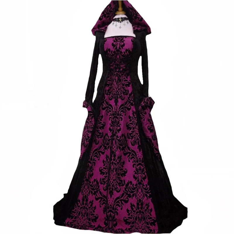 Lady-Medieval-Princess-Retro-Gown-Costume-Gothic-Bohemian-Hooded-Robe ...