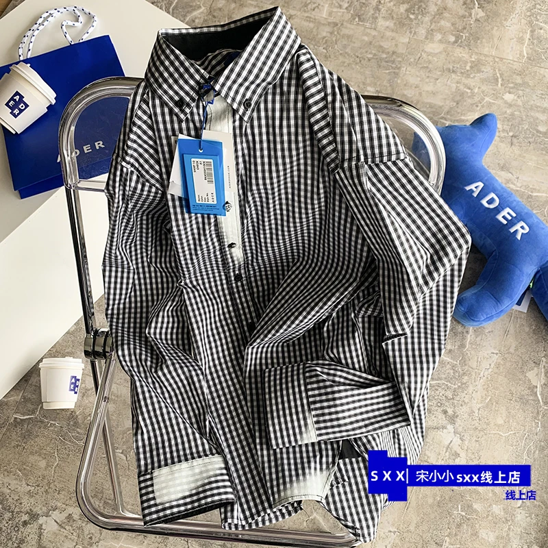 ADER ERROR 봄 가을 작은 격자 무늬 셔츠, 커플 루즈 캐주얼, 남녀 긴팔 셔츠 재킷, 신상| | - AliExpress