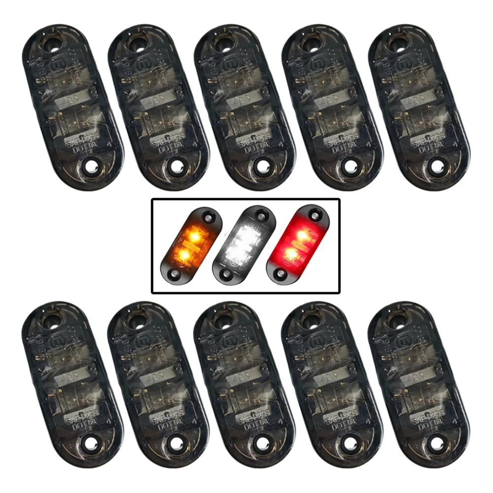 10Pcs Smoked Side Marker Lights For Trucks 12V 24V LED Trailer ...