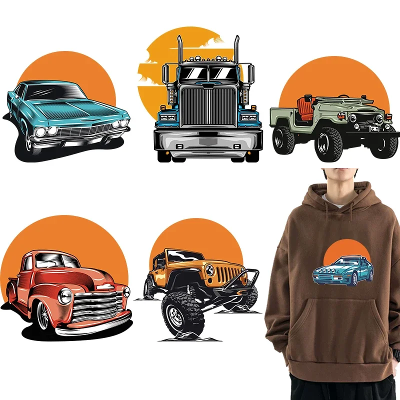 Car-sports-car-off-road-vehicle-DTF-Thermo-Sticker-Decals-Heat-Transfer ...