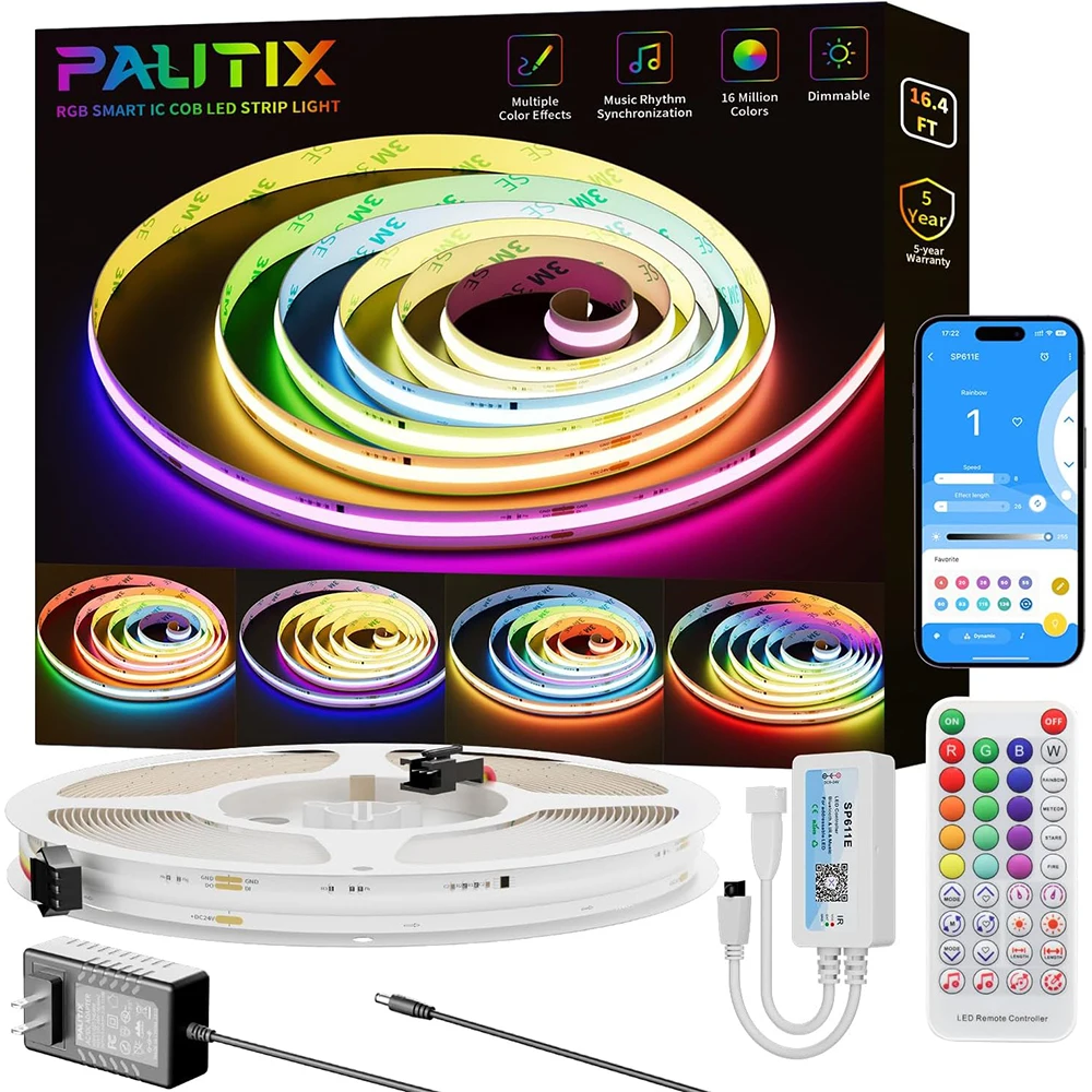 PAUTIX-5-10m-COB-RGBIC-LED-Strip-Light-Kit-630Leds-m-High-Density ...