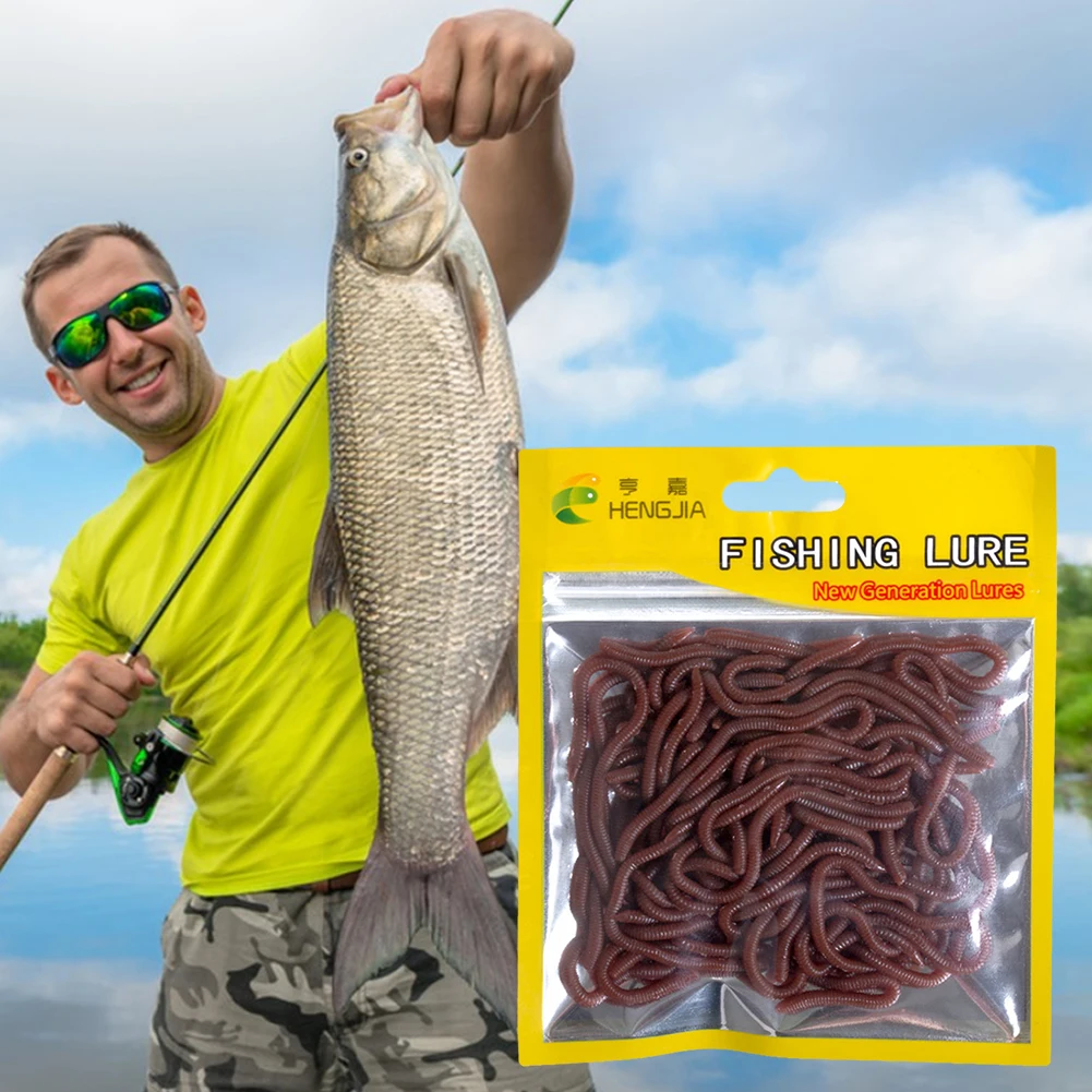 50Pcs Simulation Earthworms Lure 80mm Artificial Bloodworm Bait PVC ...