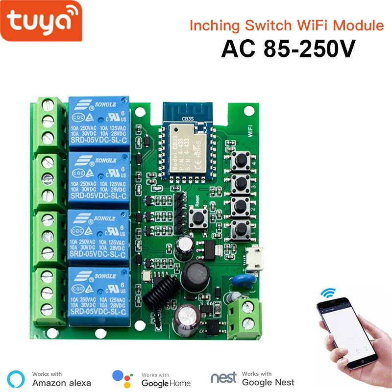 Tuya-4CH-M-dulo-de-rel-WiFi-Smart-Switch-Smart-Life-Automation-Home-APP ...