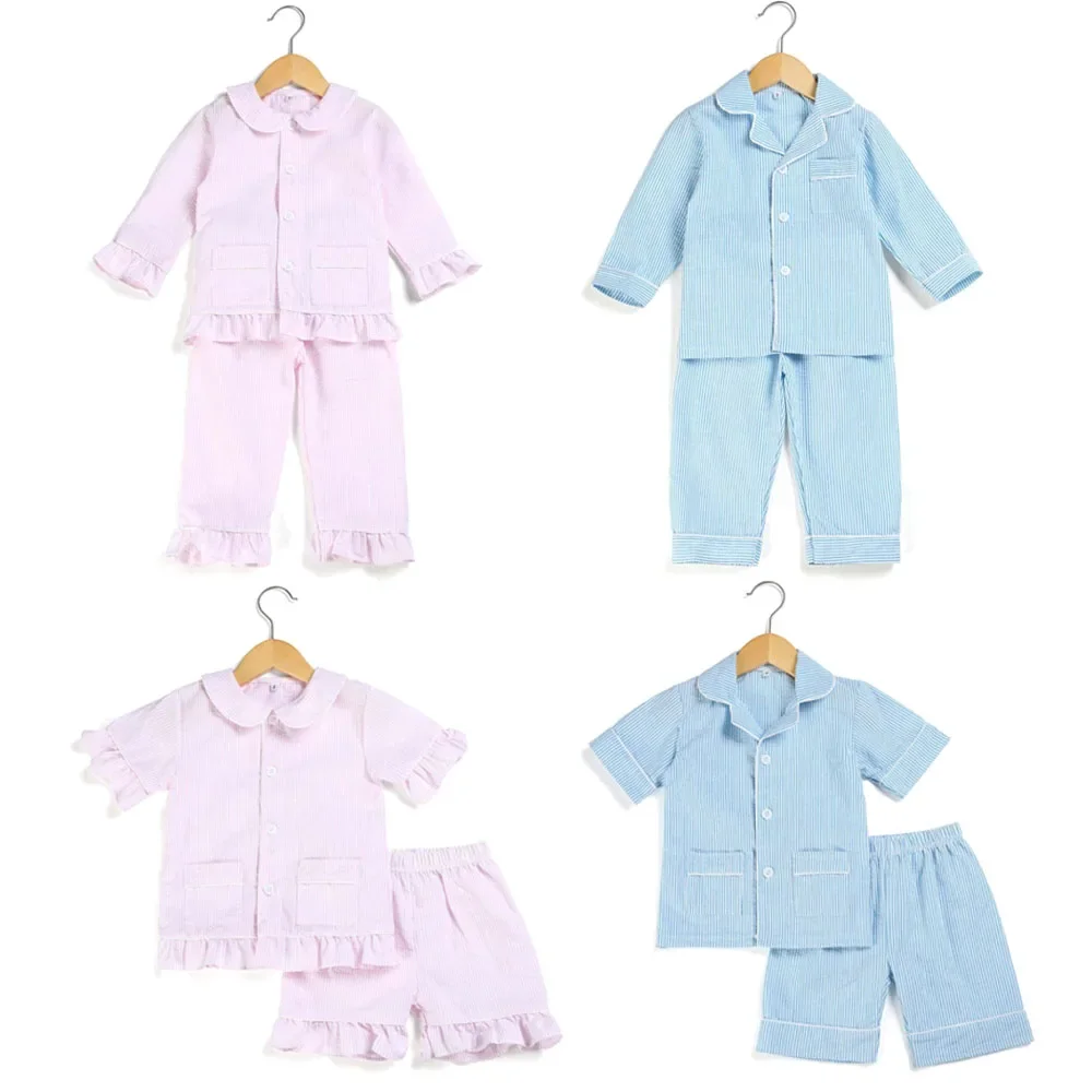 Mudbala-Seersucker-Two-Pieces-Spring-And-Summer-Pink-Blue-Ruffle-Button ...
